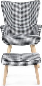 Relaxační křeslo ušák LISA + taburet — masiv, látka, vzor pepito