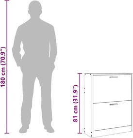 vidaXL Marketos Dřevěný botník se 2 přihrádkami bílý