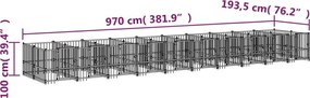 vidaXL Venkovní psí kotec ocel 18,77 m² [3124587]