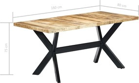 Jídelní stůl 160 x 80 x 75 cm masivní hrubé mangovníkové dřevo 247433