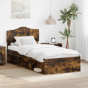 Rám postele Kouřový dub 100 x 200 cm Masivní borové dřevo 3412938