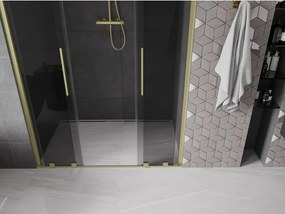 Mexen Velar L Duo, posuvné sprchové dveře do otvoru 160 cm, 8mm šedé sklo, zlatá matná, 871-160-003-42-55