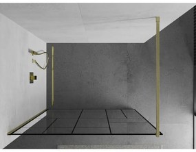 Mexen Kioto, sprchová zástěna Walk-In 120 x 200 cm, 8mm čiré sklo černý vzor, ​​zlatý matný profil, 800-120-101-55-78