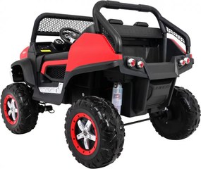 Ramiz Mercedes Benz Unimog elektrické autíčko pro děti červené + pohon 4x4 + dálkové ovládání + nosič zavazadel + pomalý start + MP3 + LED