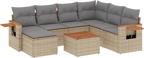 8dílná zahradní sedací souprava s poduškami béžová polyratan 3259455