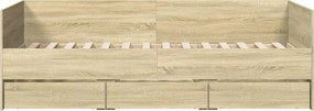 vidaXL Válenda se zásuvkami 90 x 200 cm kompozitní dřevo [3280820] Barva: šedá sonoma