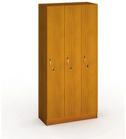 B2B Partner Dřevěná šatní skříňka, 3 oddíly, 1900x900x420 mm, třešeň