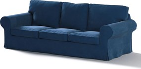 Potah na pohovku IKEA  Ektorp 3-místná, nerozkládací barva tmavě modrá látka lesklé, sametová