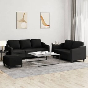 3dílná sedací souprava s poduškami černá textil 3201846