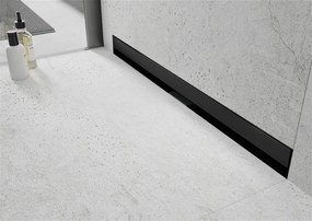 Mexen Flat nerezový sprchový žlab na zeď 80 cm vzor WALL, černý, 1730080