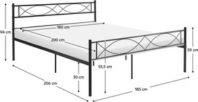 Kovová postel STELVIA 180x200 s roštem Kondela 0000407896