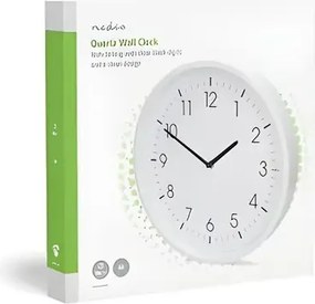 Nedis Nástěnné hodiny bílá / Průměr: 360 mm / ABS / Tichý pohyb