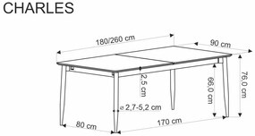 Rozkládací jídelní stůl CHARLES Halmar