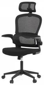 Kancelářská židle černá mesh nastavitelný podhlavník bederní opěrka KA-E530 BK