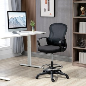 Vinsetto Kancelářská židle s vysokým opěrákem - nastavitelná, rozměry 59 Š x 65 H x 124 V cm, 360° otáčecí, prodyšná černá síťovina