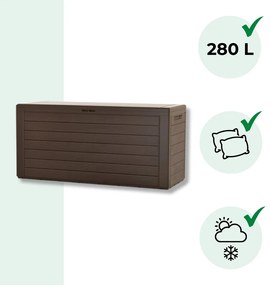 Prosperplast Úložný box WOODEBOX, 280L, 120x46x57cm, tmavě hnědá