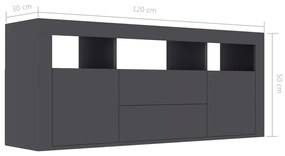 TV stolek Grays - šedý | 120x30x50 cm