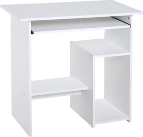 HOMCOM Úsporný stůl pro domov a kancelář, moderní počítačový stůl, držák CPU, dřevěná klávesnicová police, 80x45x75cm, bílý