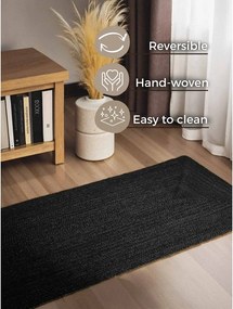 Černý oboustranný/ručně tkaný jutový běhoun 80x200 cm Juno – Hanse Home