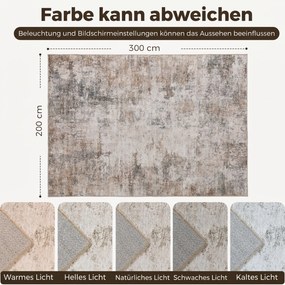 HOMCOM omyvatelný koberec s abstraktním vzorem, 300 × 200 cm, hnědá