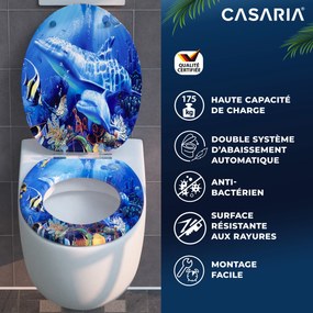 Casaria WC sedátko Sealife – soft-close, MDF, modré