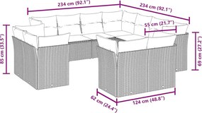 11dílná zahradní sedací souprava s poduškami černá polyratan 3250345