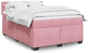 Box spring postel s matrací růžová 140x200 cm samet 3288647