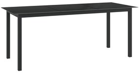 vidaXL Zahradní stůl černý 190 x 90 x 74 cm hliník a sklo