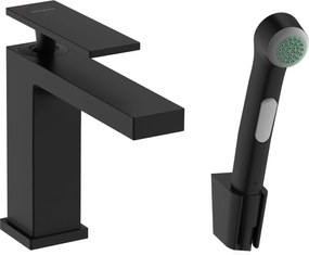 Hansgrohe Tecturis E, páková umyvadlová baterie 110 s ruční sprchou Bidette, černá matná, HAN-73210670