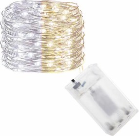 LED řetěz Nano Duo - 10m, 100LED, 3xAA, bílá/žlutá