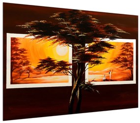Obraz stromu v savaně (100x70 cm)