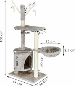 Škrabadlo pro kočky - Domeček s postelí 4 patra 108 cm SPRINGOS PA1037