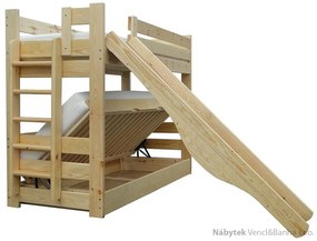 dřevěná patrová postel masivní se skluzavkou Frajda chalup