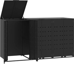Box na 3 popelnice černý 207 x 79 x 117 cm ocel 3279978