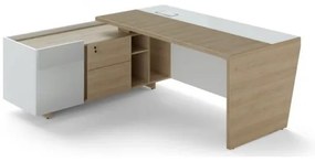 Rohový psací stůl TRIVEX - 200x180 cm - dub pískový/bílá - levý - 3D5291
