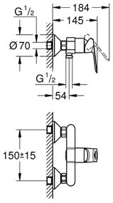 Grohe BauLoop Sprchová nástěnná baterie, chrom 23634000