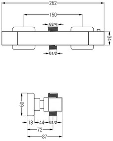 Mexen Tord sprchový set s dešťovou sprchou a termostatickou sprchou Cube, černá, 77250200-70