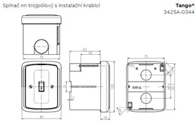 ABB Tango spínač sporáková kombinace zapuštěná 16A 400V 3P bílá 3425A-0344 B