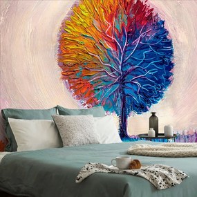 Samolepící tapeta barevný akvarelový strom - 375x250 cm