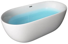 BPS-koupelny Volně stojící akrylátová vana HYD-CES518B 160x75 bílá, odtokový komplet chrom
