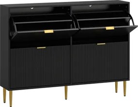 HOMCOM botník pro 20 párů s 4 sklápěcími zásuvkami, žebrovanými dveřmi a nastavitelnými policemi, 105x24x91,5 cm, černý
