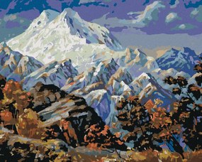 Diamantové malování diamondi - pohled na horu elbrus, 40x50 cm, bez rámu a bez vypnutí plátna