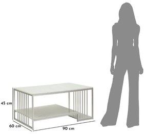 Designový konferenční stolek Gabouray 90 cm bílý / stříbrný