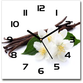 Wallmuralia Skleněné hodiny čtverec Jasmín a vanilka 30x30 cm