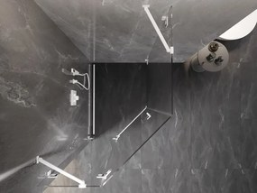 Mexen Lunar, Pětiúhelníkový sprchový kout Mexen Lunar s výklopným levým oknem 80 x 90 cm, 8mm čiré sklo, bílý profil, 831-080L-090P-01-20-L