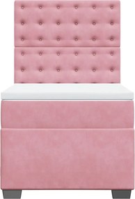 Box spring postel s matrací růžová 80 x 200 cm samet 3290779