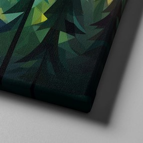 Obraz na plátně - Jehličnatý les za brzkého rána, abstrakce FeelHappy.cz Velikost obrazu: 90 x 30 cm