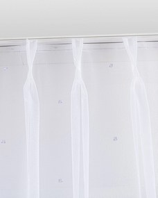 Záclona na dvojitých hačcích flex barva bílá látka poloprůhledná, pletený vzor, vzorované