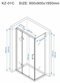 BPS-koupelny Čtvercový sprchový kout HYD-SK01C 90x90 chrom/transparent + vanička HYD-SSV-RIKO černá