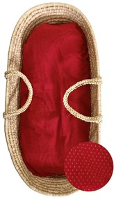 Hnízdo pro miminko péřové-podložka - bavlněný úplet s elastanem-červená s puntíčkem bonding